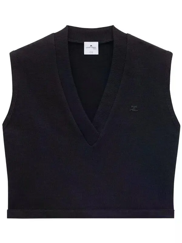 COURREGES Varsity Logo-appliqué Vest - Black