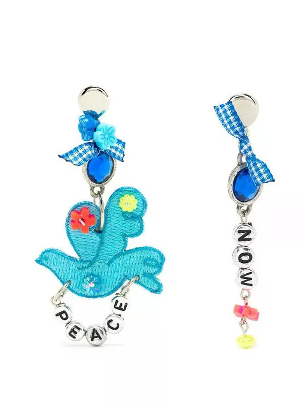 AMIR SLAMA Peace Now Mismatched Earrings - Blue