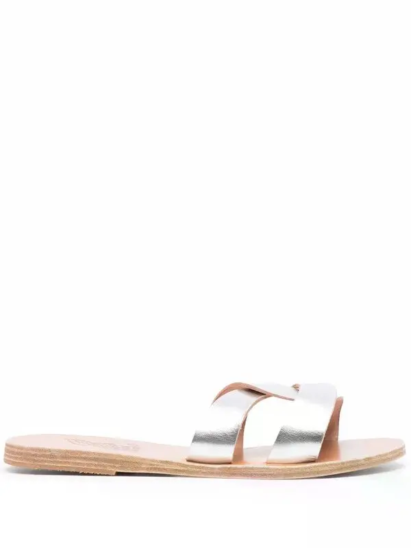 ANCIENT GREEK SANDALS Metallic Leather-strap Sandals - Silver