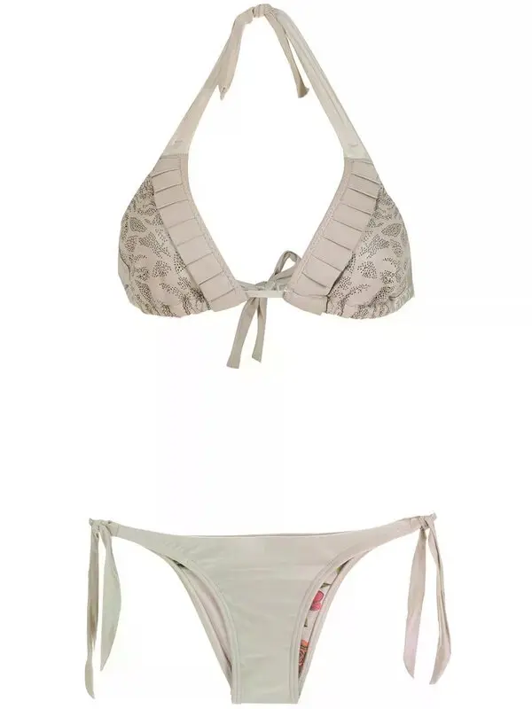 AMIR SLAMA Ruffled Triangle Bikini Set - Neutrals