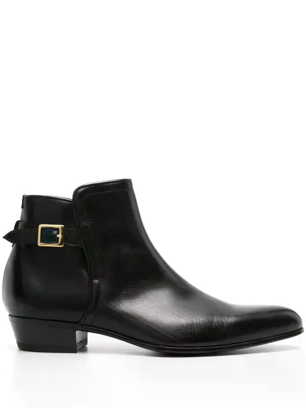 LIDFORT Pointed-toe Buckled Leather Boots