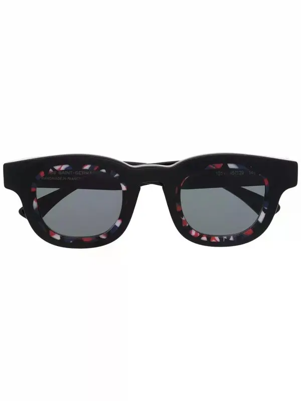 Thierry Lasry Marbled-effect Round Frame Sunglasses - Black