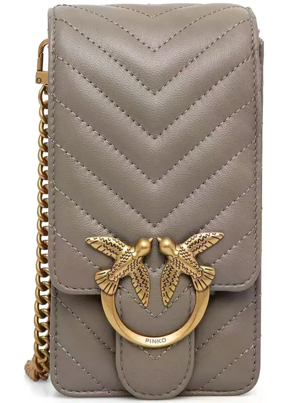 Pinko Chevron-quilting Leather Phone Case - Neutrals
