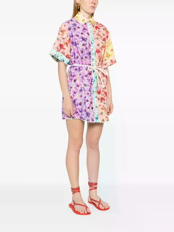 Zimmermann Floral Print Cotton Mini Shirt Dress