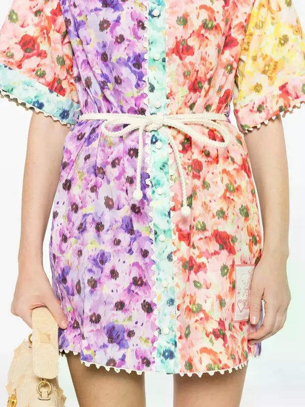 Zimmermann Floral Print Cotton Mini Shirt Dress