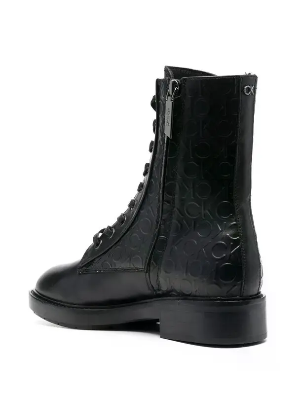 Calvin Klein Debossed-monogram Combat Boots
