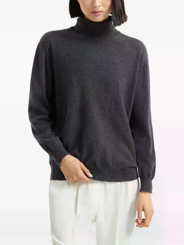 Brunello Cucinelli Roll Neck Cashmere Sweater - Grey