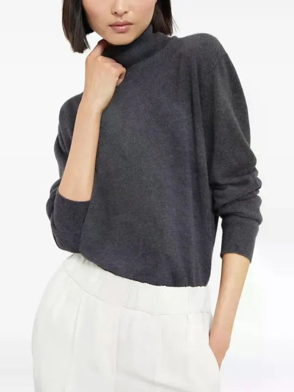 Brunello Cucinelli Roll Neck Cashmere Sweater - Grey