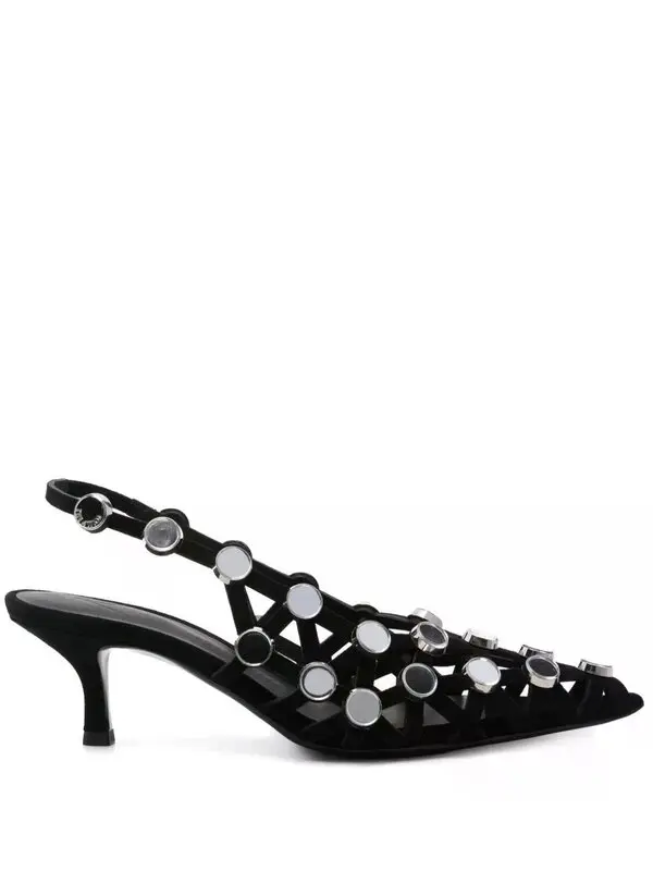 Attico 50mm Grid Slingback Pumps - Black