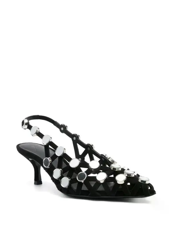 Attico 50mm Grid Slingback Pumps - Black