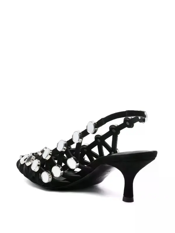 Attico 50mm Grid Slingback Pumps - Black