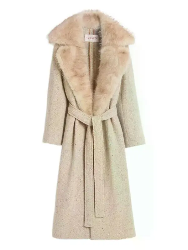 Valentino Garavani Virgin Wool Coat With Faux Fur Collar