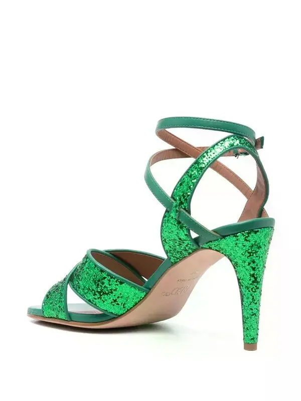 Red Valentino Glitter-embellished Open-toe Sandals - Green