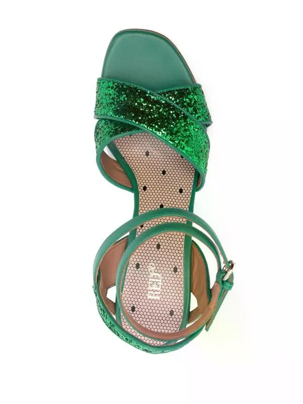 Red Valentino Glitter-embellished Open-toe Sandals - Green