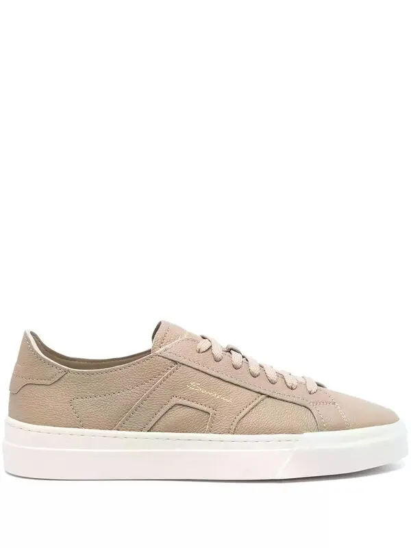 Santoni Tumbled Leather Sneakers - Neutrals
