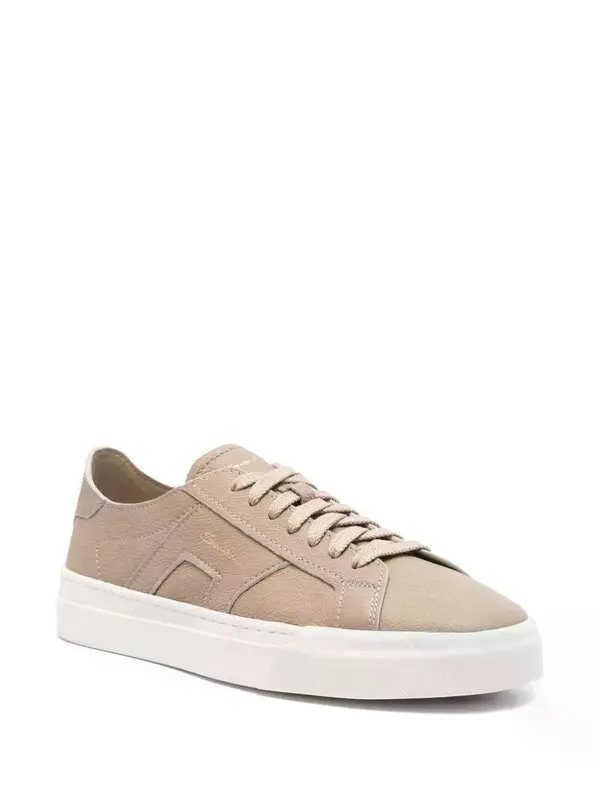 Santoni Tumbled Leather Sneakers - Neutrals