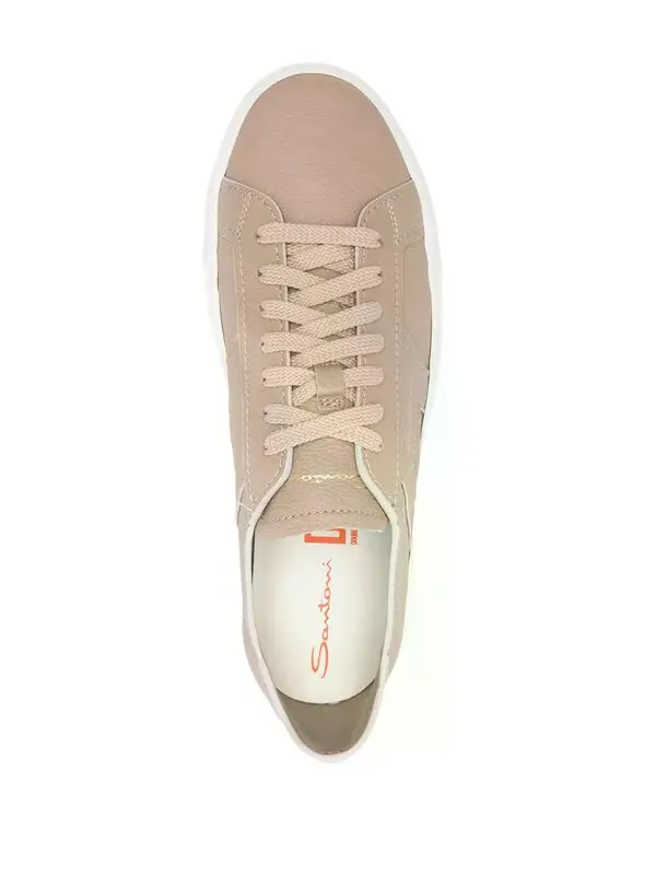 Santoni Tumbled Leather Sneakers - Neutrals