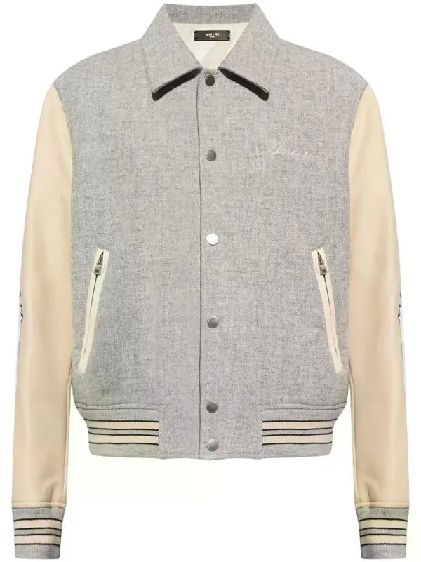 Amiri Contrasting-sleeve Bomber Jacket - Grey
