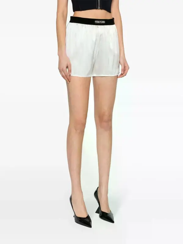 TOM FORD Logo-waistband Satin Shorts - Neutrals