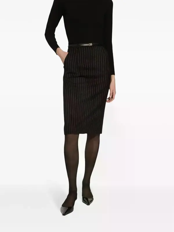 Dolce & Gabbana Pinstripe Virgin Wool Midi Skirt
