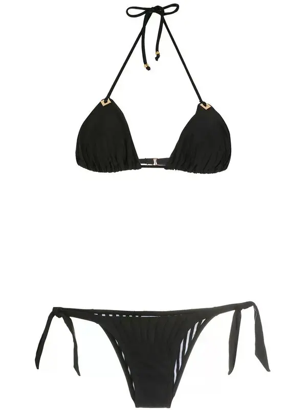 AMIR SLAMA Textured Triangle Bikini Set - Black