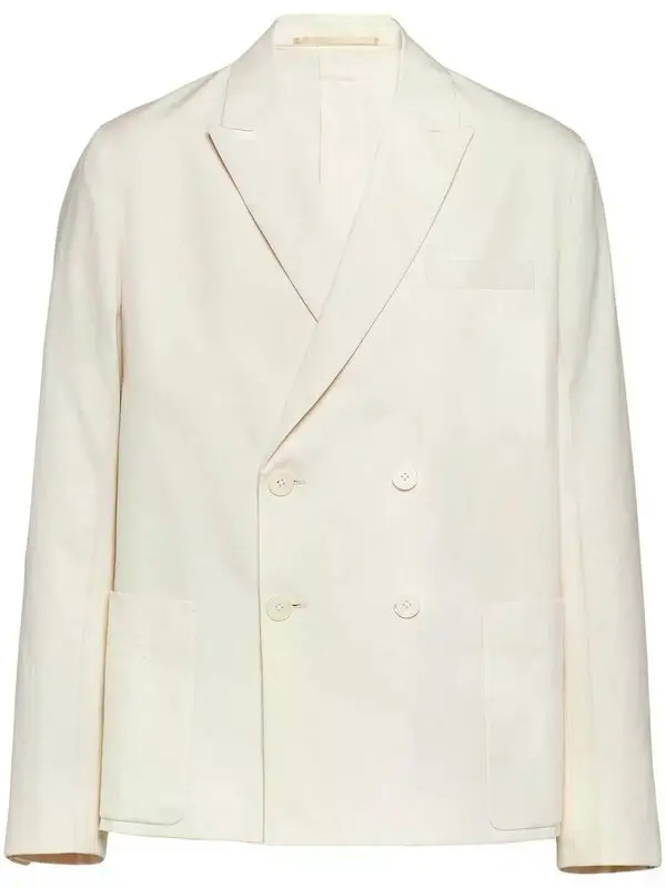 Prada Double-breasted Cotton Jacket - Neutrals