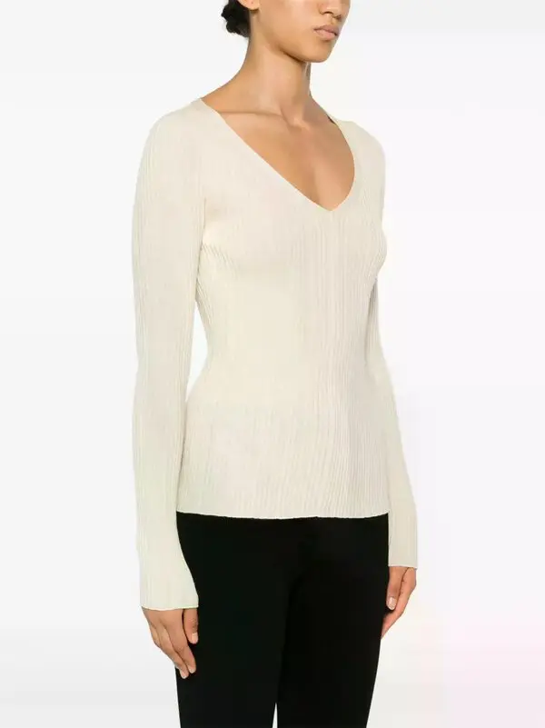Theory Fine-ribbed V-neck Jumper
