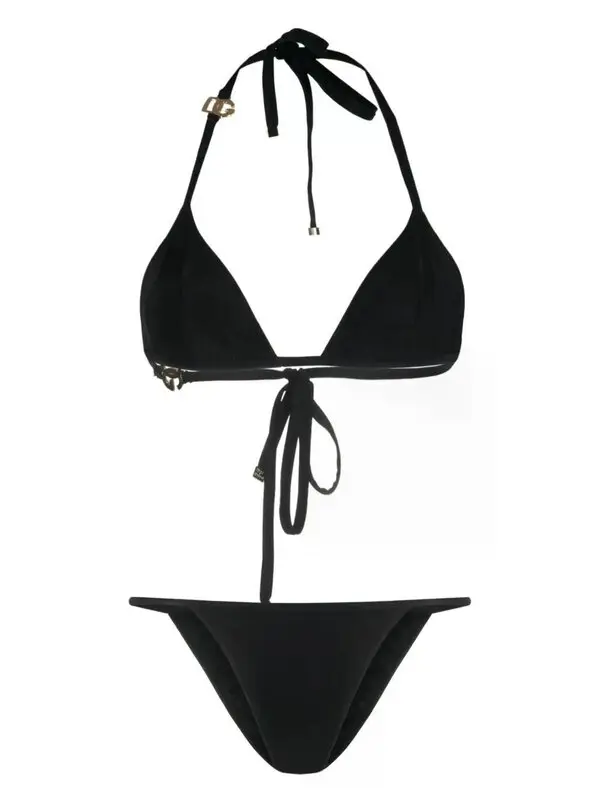 Dolce & Gabbana Dg-logo Triangle Bikini Set - Black