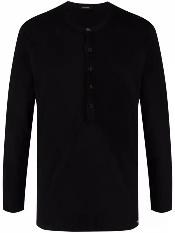 TOM FORD Henley-neck T-shirt - Black
