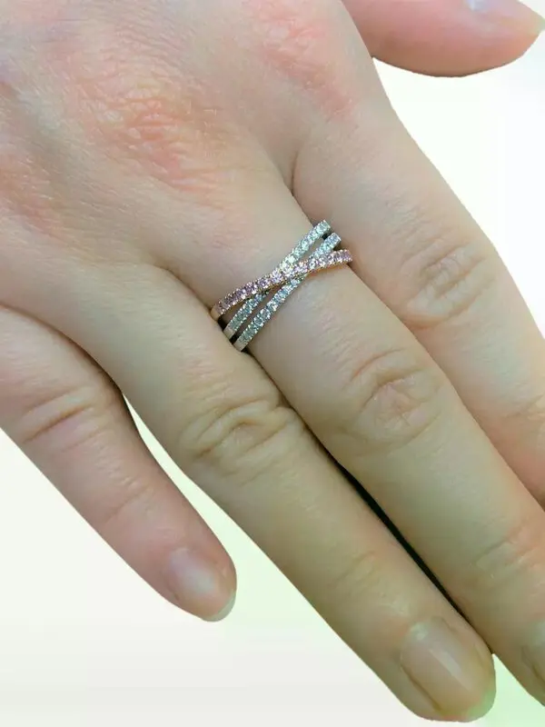 HYT JEWELRY 18k White Gold Diamond Stackable Ring - Silver