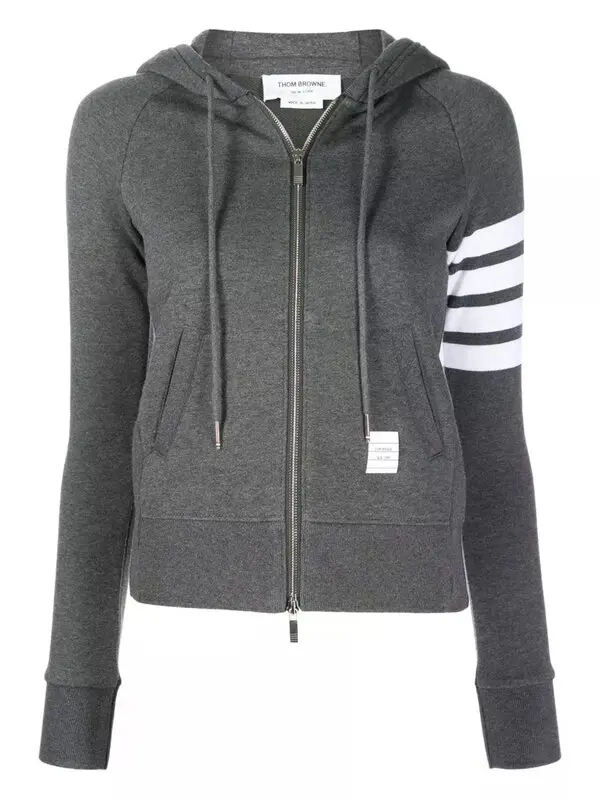 Thom Browne 4-bar Stripe Zip-fastening Hoodie - Grey