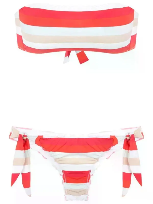 AMIR SLAMA Striped Detachable-straps Bikini Set - Red