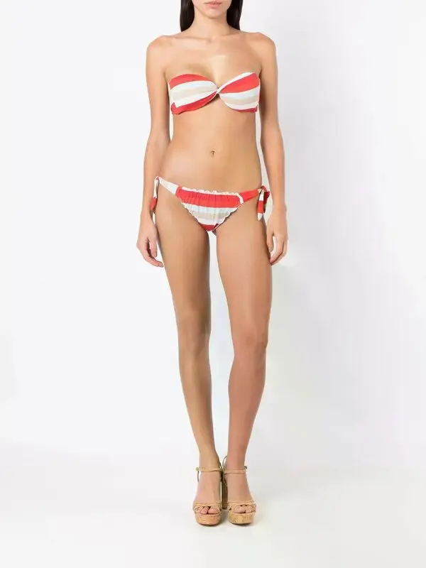 AMIR SLAMA Striped Detachable-straps Bikini Set