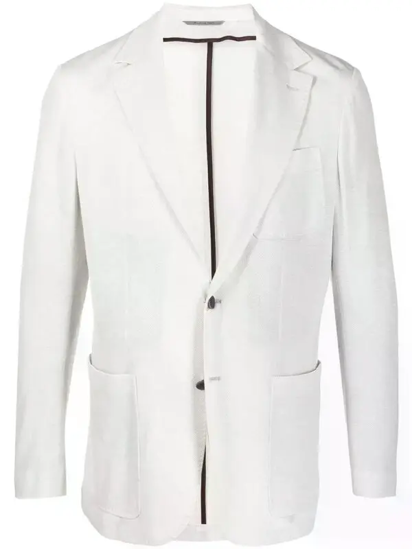 Canali Fitted Single-breasted Button Blazer - Grey