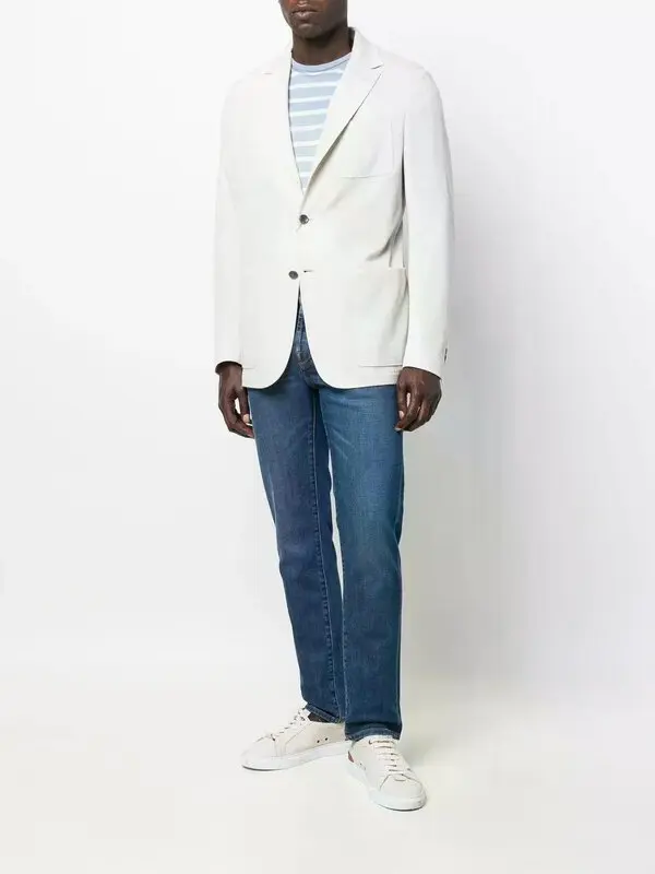 Canali Fitted Single-breasted Button Blazer - Grey