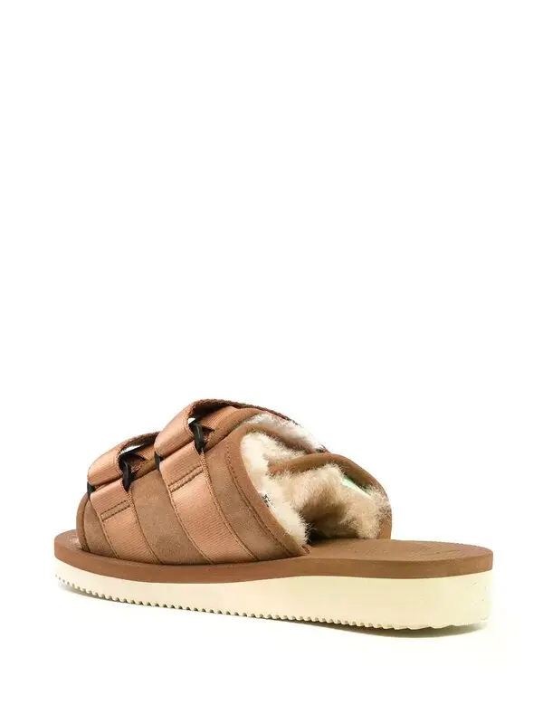 Suicoke Moto Shearling-trim Slides - Brown