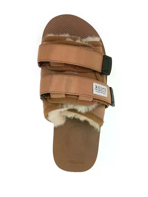 Suicoke Moto Shearling-trim Slides - Brown