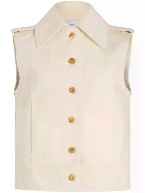 PATOU Sleeveless Denim Jacket - Neutrals