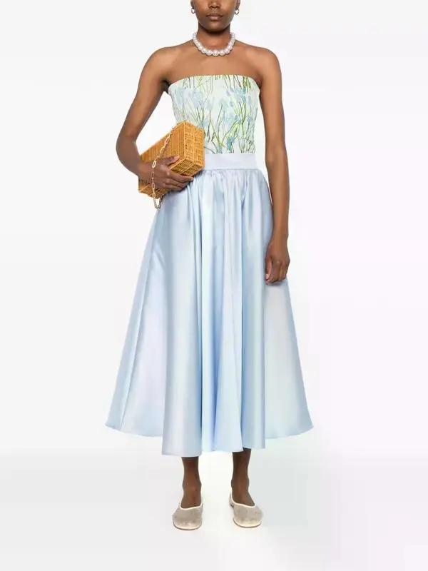 BLANCA VITA Satin Pleated Skirt