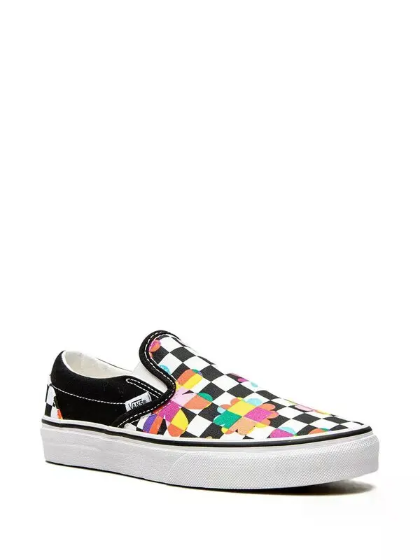 VANS Classic Slip-on Floral Checkerboard Sneakers - Black