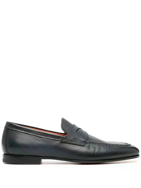 Santoni Penny-slot Leather Loafers