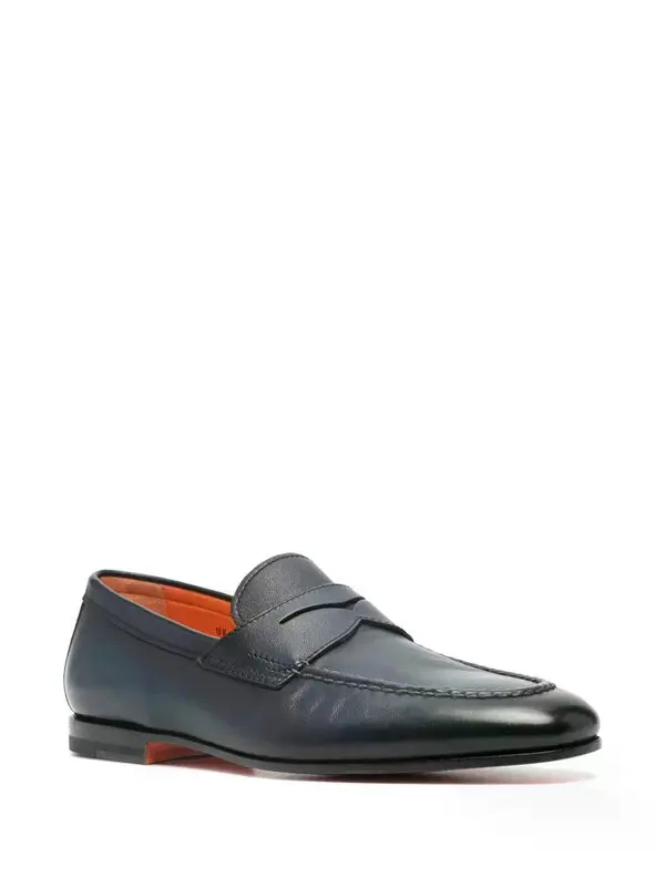 Santoni Penny-slot Leather Loafers