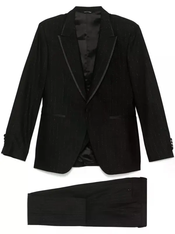 REVERES 1949 Pinstriped Three-piece Suit - Black