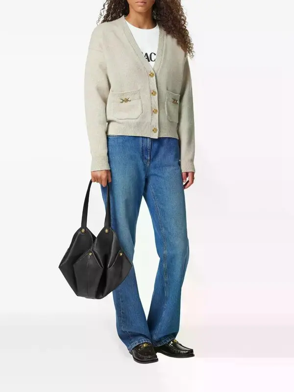 Versace Protea Shoulder Bag In Lambskin - Black
