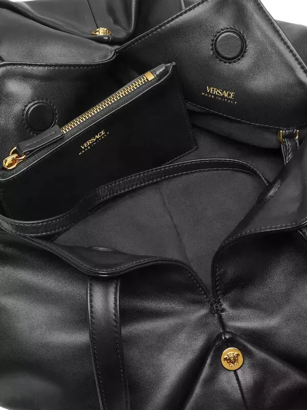 Versace Protea Shoulder Bag In Lambskin - Black
