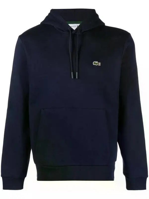 Lacoste Logo-patch Fleece Hoodie - Blue
