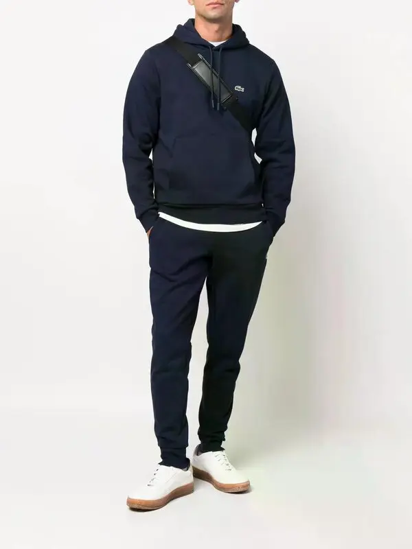 Lacoste Logo-patch Fleece Hoodie - Blue