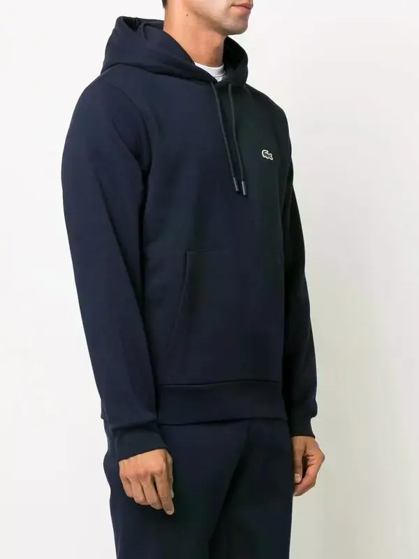 Lacoste Logo-patch Fleece Hoodie - Blue