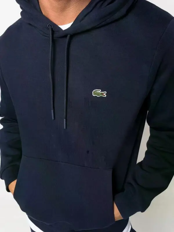 Lacoste Logo-patch Fleece Hoodie - Blue