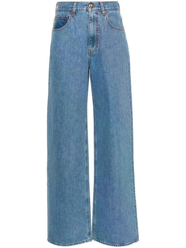 BLAZÉ MILANO Nariida Maya Embroidered Wide Leg Jeans - Blue